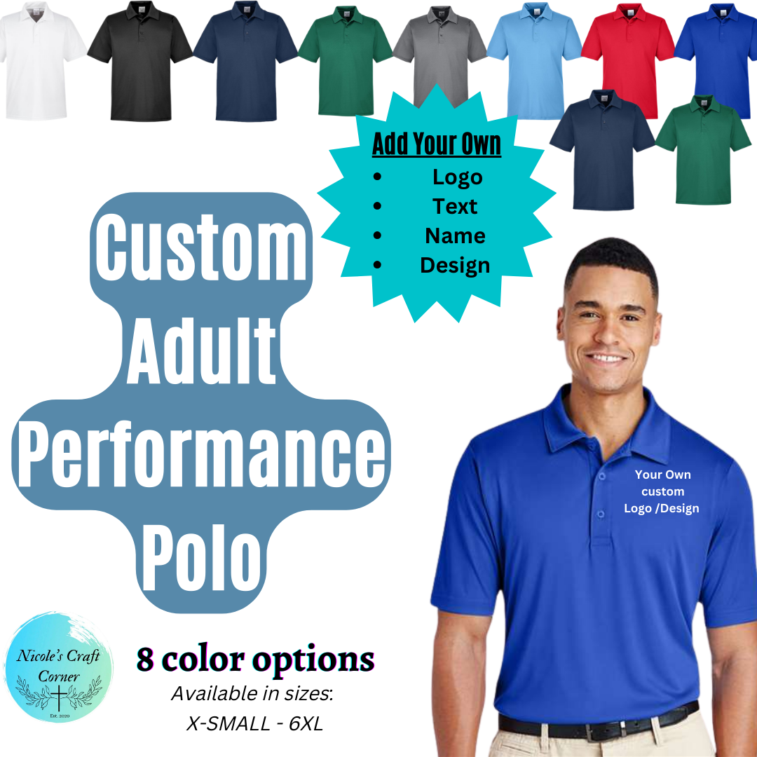Custom Adult Performance Polos – Nicole'sCraftCorner