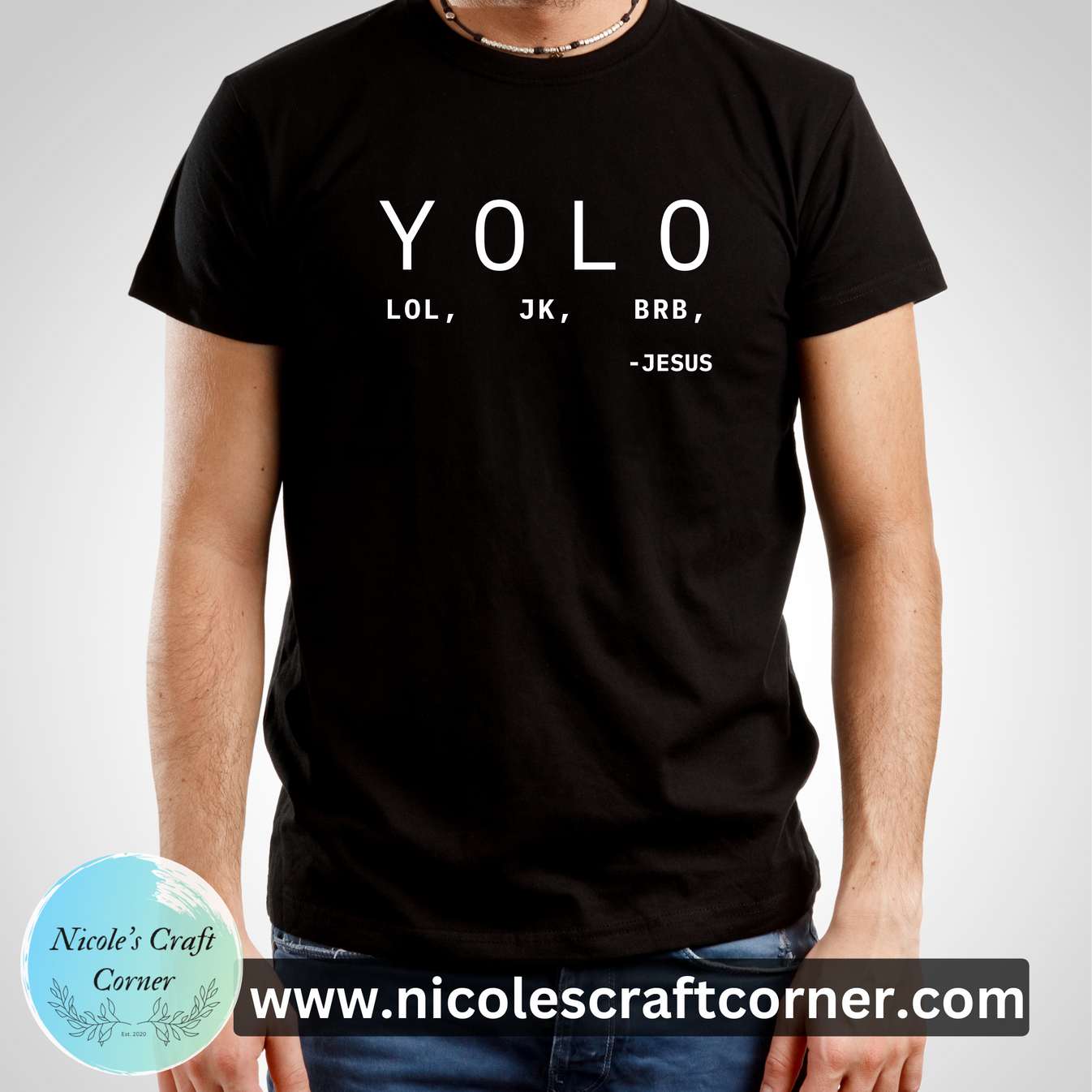 YOLO T-Shirt; Men's Christian T-Shirt, Religious Humor Apparel – Nicole'sCraftCorner